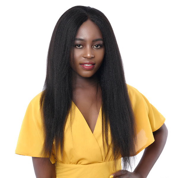 Enoya Italian Yaki Silk Top Lace Front Wigs Brazilian Human Virgn Hair ...